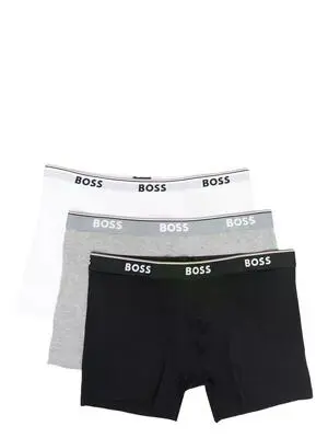 BOSS Pack Of Three Logo-waistband Boxer Briefs - Black