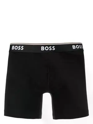 BOSS Pack Of Three Logo-waistband Boxer Briefs - Black