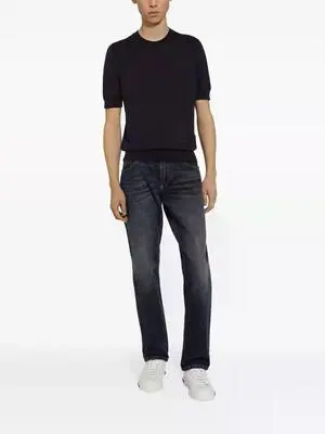 Dolce & Gabbana Logo-embroidered Silk Knitted Top - Blue