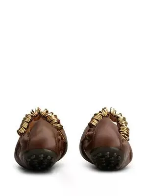 TOD'S Dee Ballerina Shoes With Ring Embellishment - Brown