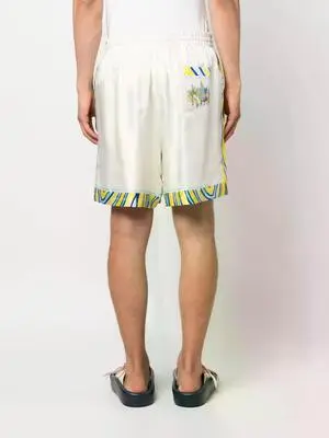 Casablanca Tennis Club Icon Silk Shorts - Neutrals