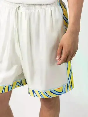 Casablanca Tennis Club Icon Silk Shorts - Neutrals