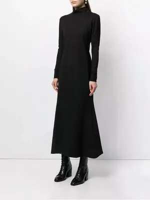 MACGRAW High-neck Flared Midi Dress