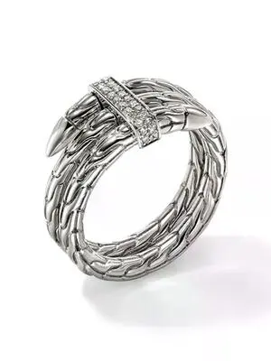 John Hardy Sterling Diamond Spear Ring
