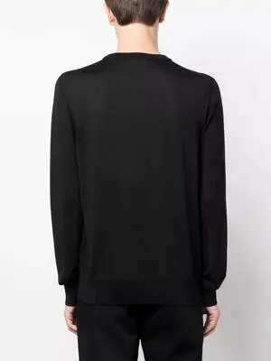 Versace Embroidered Medusa Wool-blend Jumper - Black