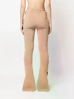 ANDREĀDAMO Cut-out Detail Knitted Flare Pants - Neutrals