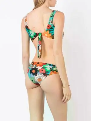 AMIR SLAMA Floral-print Tie-fastened Bikini