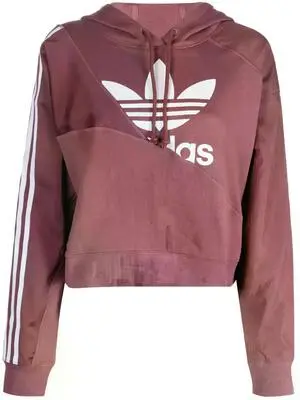 Adidas Cropped Drawstring Hoodie - Red
