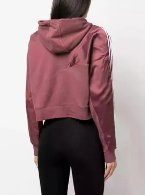 Adidas Cropped Drawstring Hoodie - Red