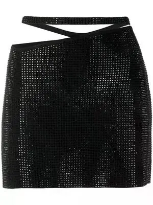 ANDREĀDAMO Rhinestone-embellished Miniskirt - Black