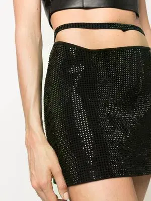 ANDREĀDAMO Rhinestone-embellished Miniskirt - Black