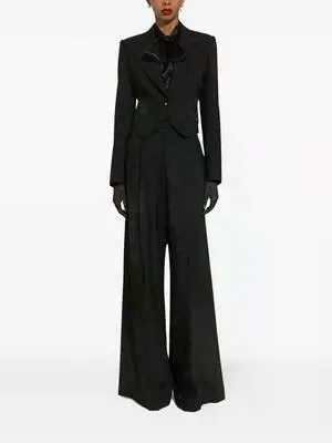 Dolce & Gabbana Logo-jacquard Wool Palazzo Pants
