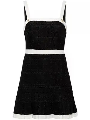 Alice + Olivia Clarine Square Neck Pleated Dress - Black