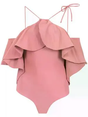AMIR SLAMA Ruffled Swimsuit - Neutrals