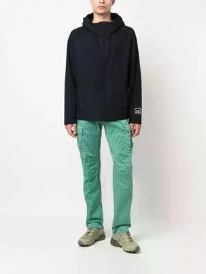 C.P. COMPANY Logo-patch Zipped Hooded Jacket - Blue
