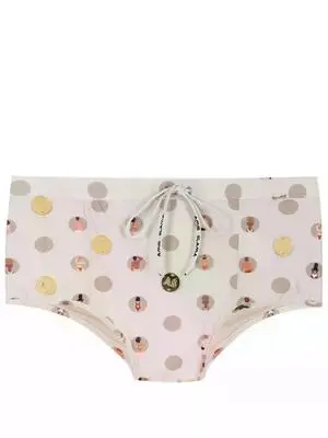 AMIR SLAMA Graphic-print Swim Trunks - Neutrals