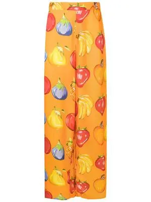 AMIR SLAMA Fruit-print Straight Trousers