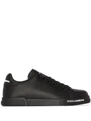 Dolce & Gabbana Portofino Logo-detail Leather Sneakers - Black