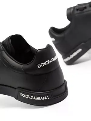 Dolce & Gabbana Portofino Logo-detail Leather Sneakers - Black