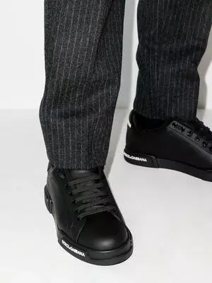 Dolce & Gabbana Portofino Logo-detail Leather Sneakers - Black