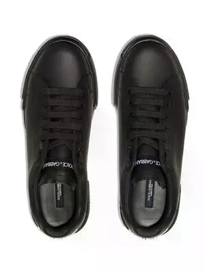 Dolce & Gabbana Portofino Logo-detail Leather Sneakers - Black