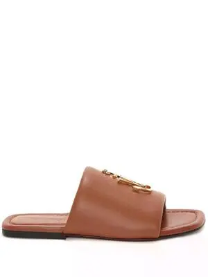 JW Anderson Anchor Logo Plaque Leather Flat Sandals - Brown