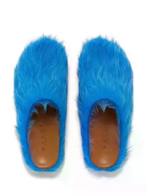 Marni Fussbet Calf-hair Slippers - Blue
