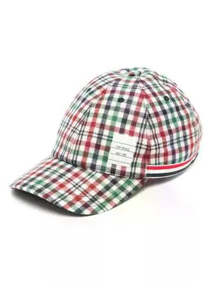 Thom Browne Checked Six-panel Cap - Red