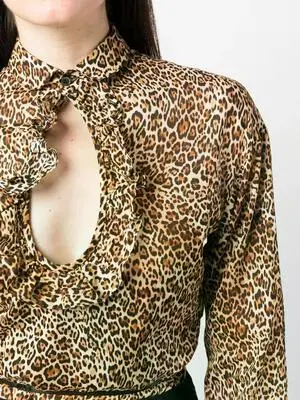 Dsquared2 Leopard-print Cut-out Blouse