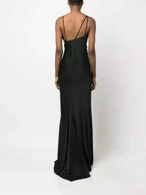 Attico Melva Satin Long Dress - Black