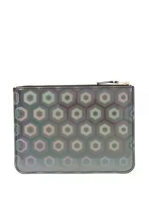 Comme Des Garçons Holographic Hexagonal-print Pouch