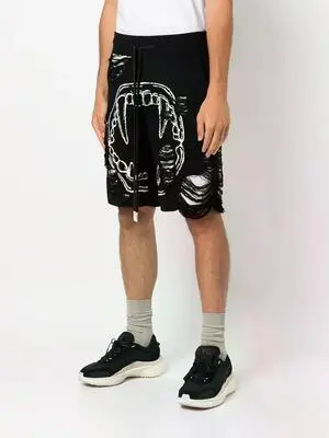 HACULLA. Intarsia-knit Distressed Track Shorts