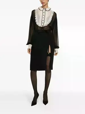 Dolce & Gabbana Virgin Wool-blend Skirt With Bow Detail
