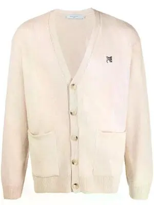 Maison Kitsuné Fox Head Patch Wool Cardigan - Neutrals