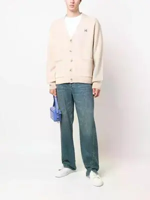 Maison Kitsuné Fox Head Patch Wool Cardigan - Neutrals