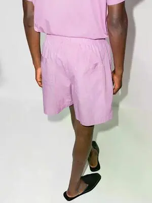 TEKLA High-waist Drawstring Poplin Shorts - Purple