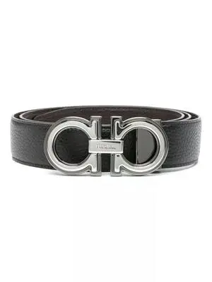 FERRAGAMO Reversible Gancio Buckle Belt - Black