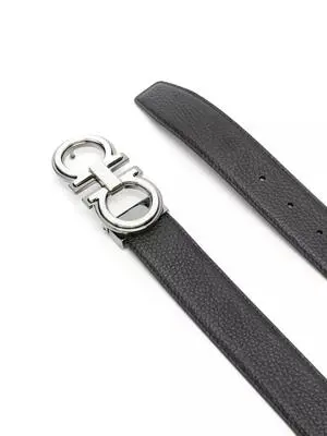 FERRAGAMO Reversible Gancio Buckle Belt - Black