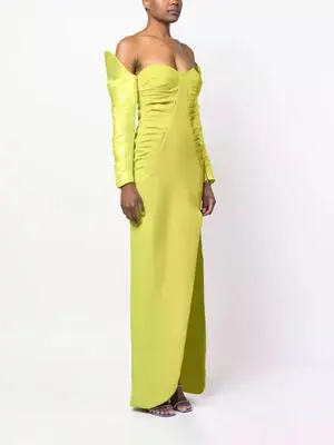 GABY CHARBACHY Off-shoulder Ruched Gown