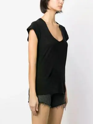 MARANT ETOILE Zankou Linen Short-sleeve Top - Black