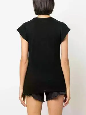 MARANT ETOILE Zankou Linen Short-sleeve Top - Black