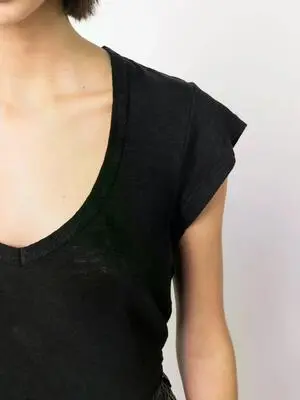 MARANT ETOILE Zankou Linen Short-sleeve Top - Black
