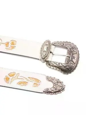 Ermanno Scervino Floral-engraved Belt - White