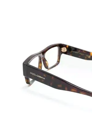 Dolce & Gabbana Logo-engraved Rectangle-frame Glasses - Brown