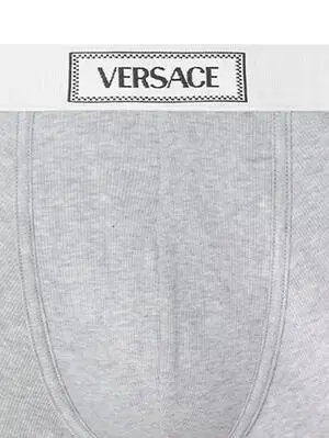 Versace Cotton Ribbed Trunks - Grey