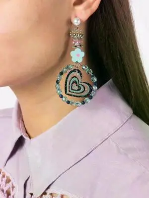 AMIR SLAMA Heart-embellished Drop Earrings