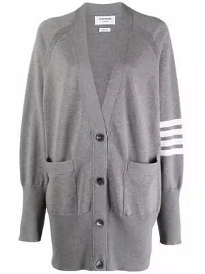 Thom Browne 4-bar Knitted Cardigan - Grey