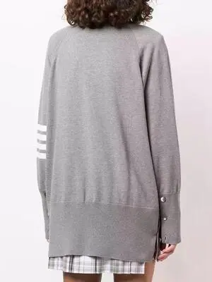 Thom Browne 4-bar Knitted Cardigan - Grey