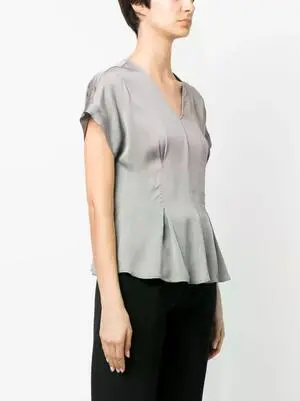 Aspesi Satin-finish Flared Blouse - Grey
