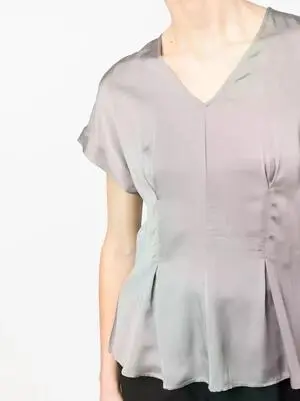 Aspesi Satin-finish Flared Blouse - Grey